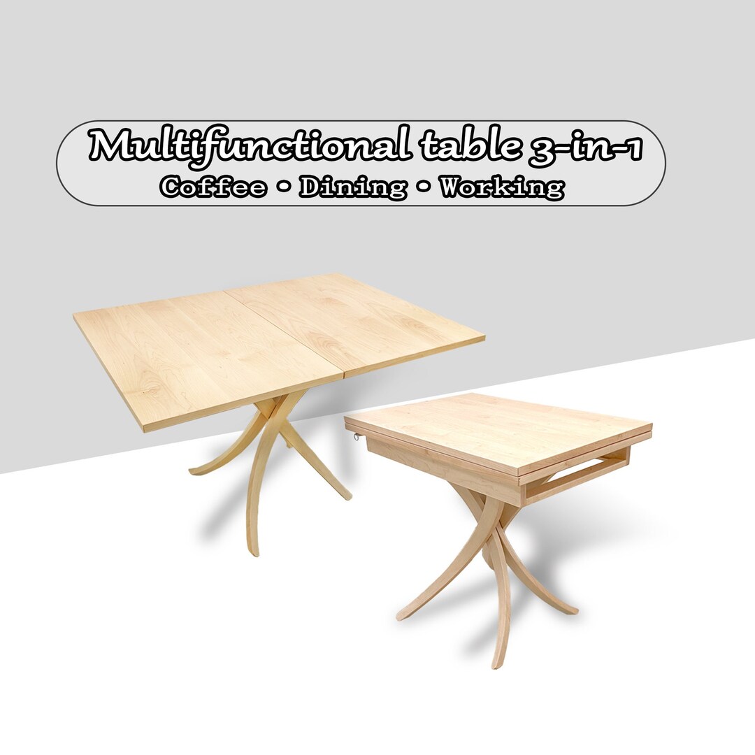 Collapsible Solid Wood Table - Adjustable Height & Expandable Surface ...