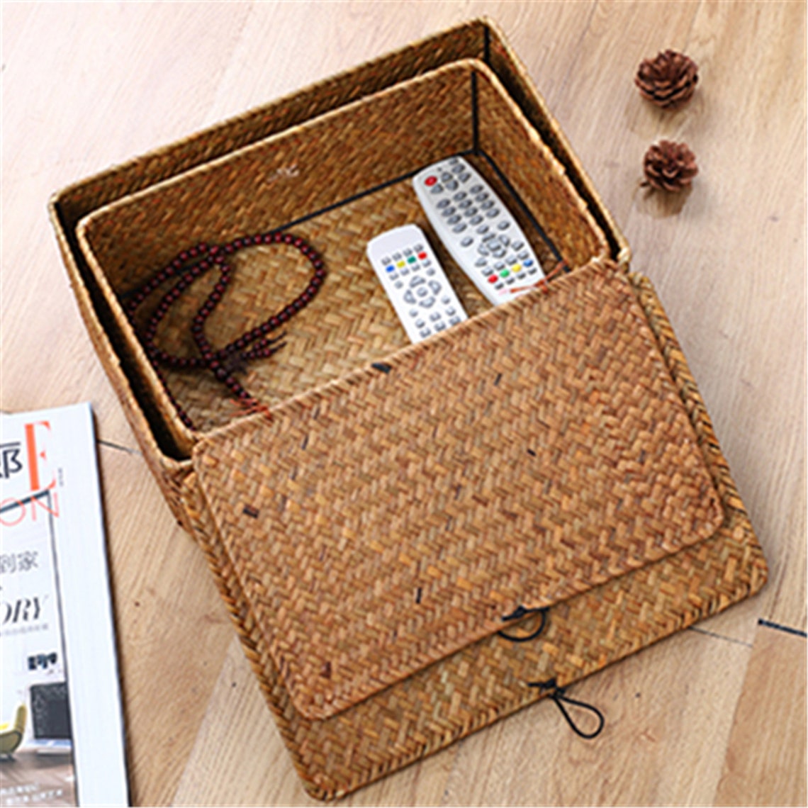 Straw Box Straw Weaving Basket Housewarming Decor Vintage - Etsy