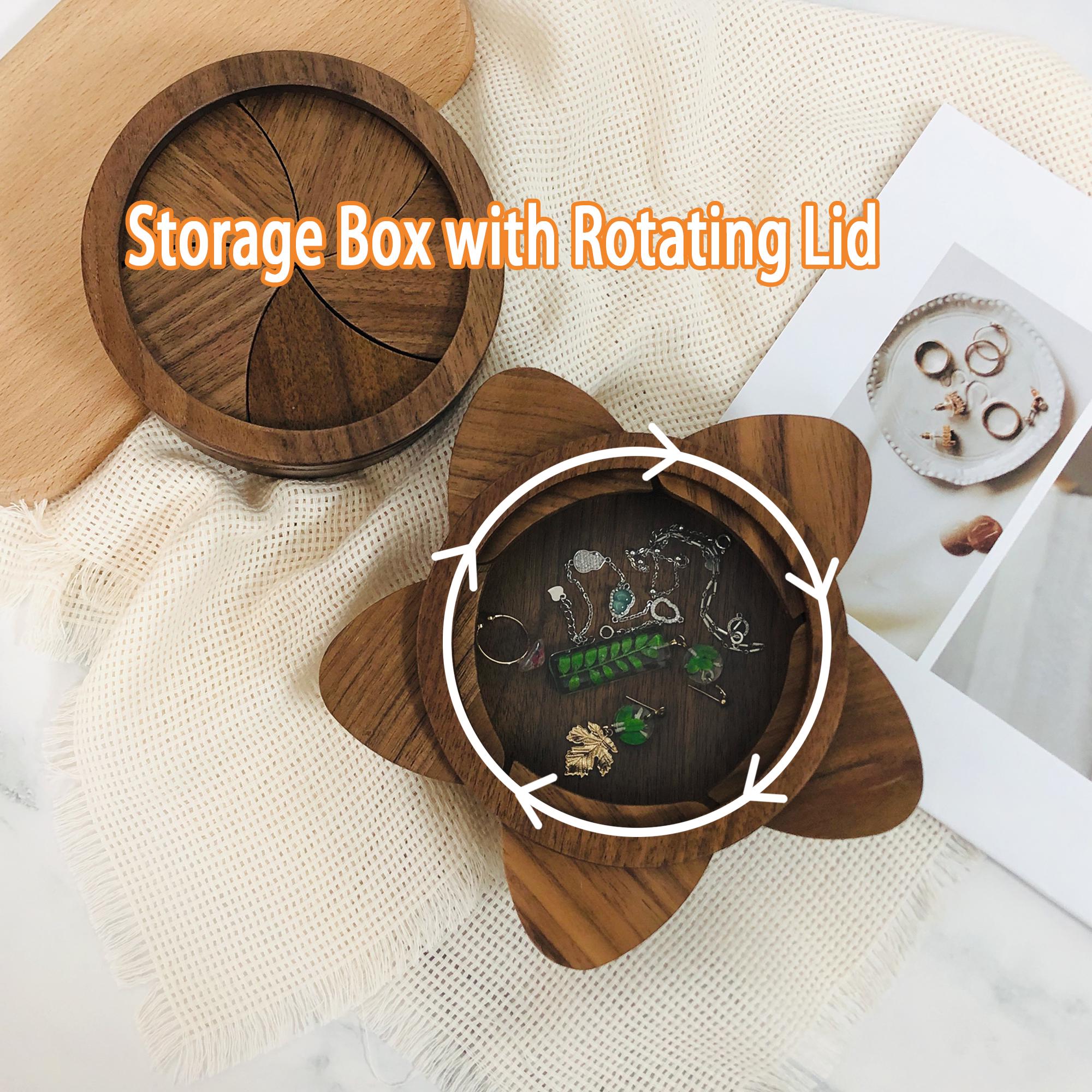 Custom Engraving Devil's Eye Wooden Rotating Gift Boxes,large Memory ...