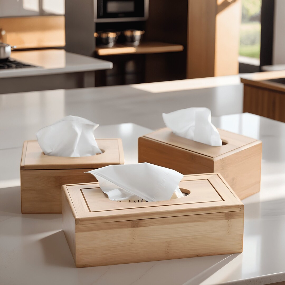 Bamboo Wood Tissue Box Bamboo Tissue Holder Housewarming Decor Vintage ...