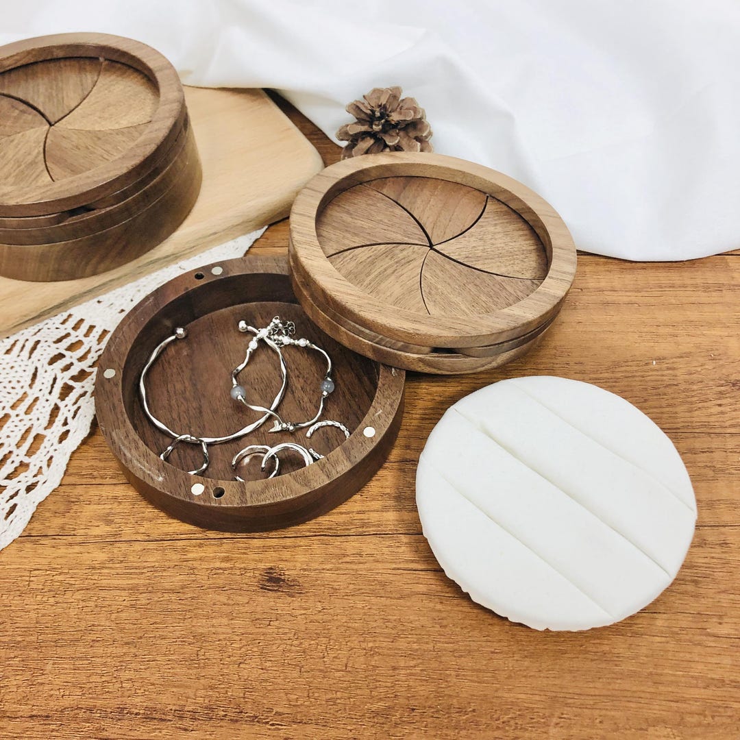 Custom Initials & Flower Engraving Wooden Rotating Gift Boxes,large ...