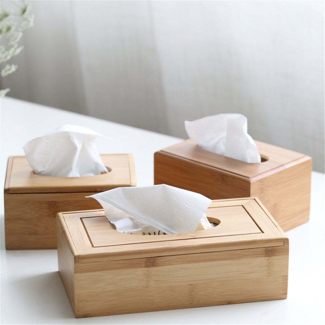 Bamboo Wood Tissue Box Bamboo Tissue Holder Housewarming Decor Vintage ...