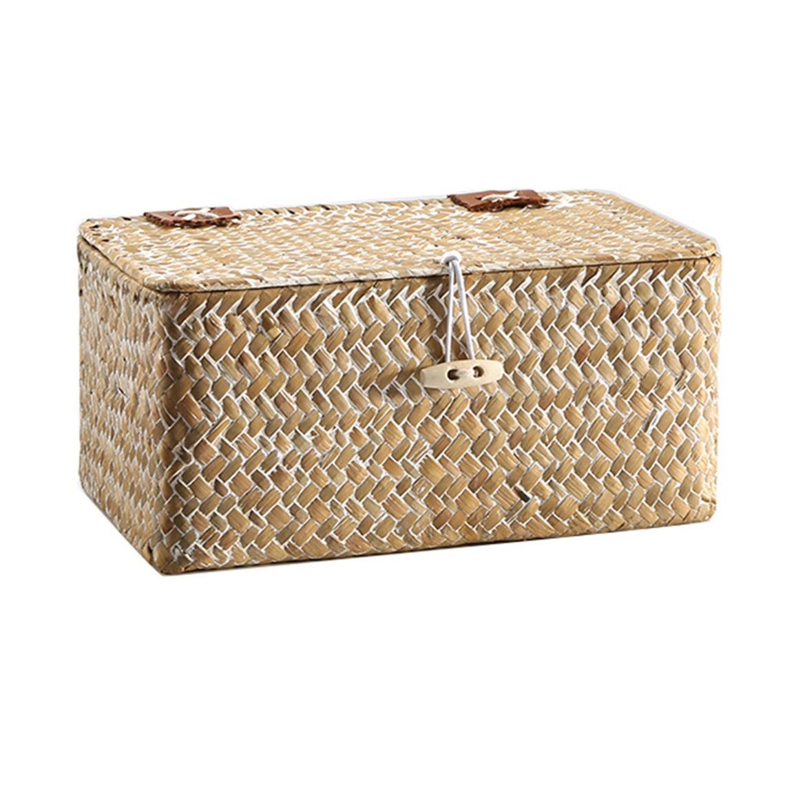 Multicolor Straw Woven Basket With Lid Square Storage Box - Etsy