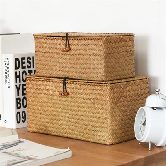 Straw Box Straw Weaving Basket Housewarming Decor Vintage | Etsy