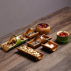 Natural Bamboo Refreshment Box Living Room With Lid Dried Fruit Plate ...