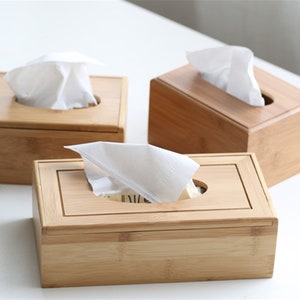 Bamboo Wood Tissue Box Bamboo Tissue Holder Housewarming Decor Vintage ...