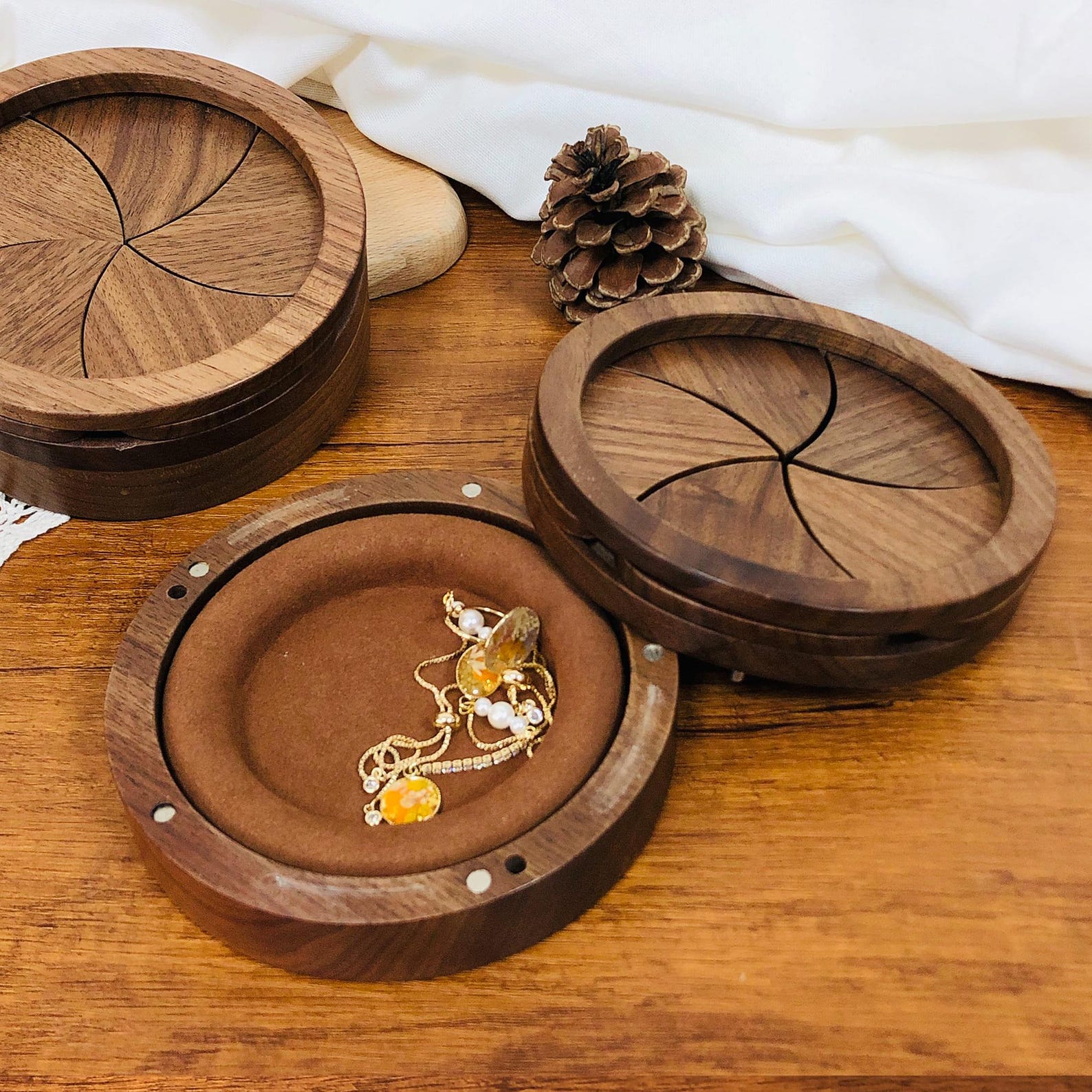 Custom Engraving Devil's Eye Wooden Rotating Gift Boxes,large Memory ...