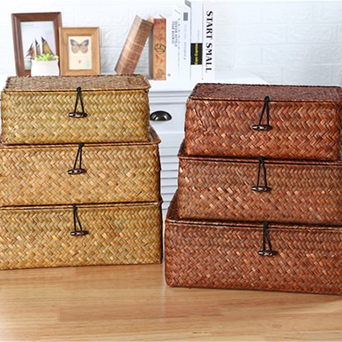 Straw Box Straw Weaving Basket Housewarming Decor Vintage - Etsy