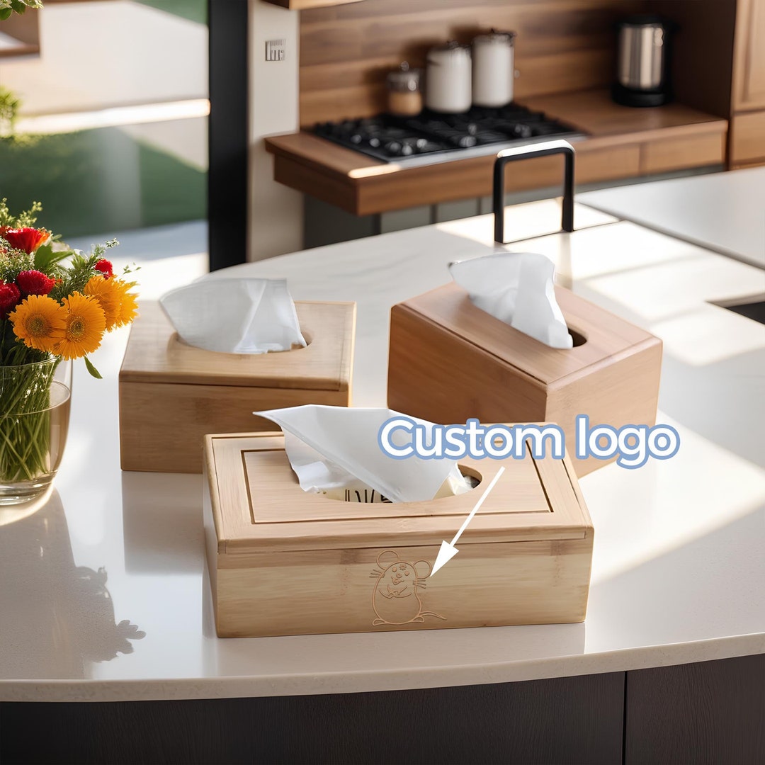 Bamboo Wood Tissue Box Bamboo Tissue Holder Housewarming Decor Vintage ...