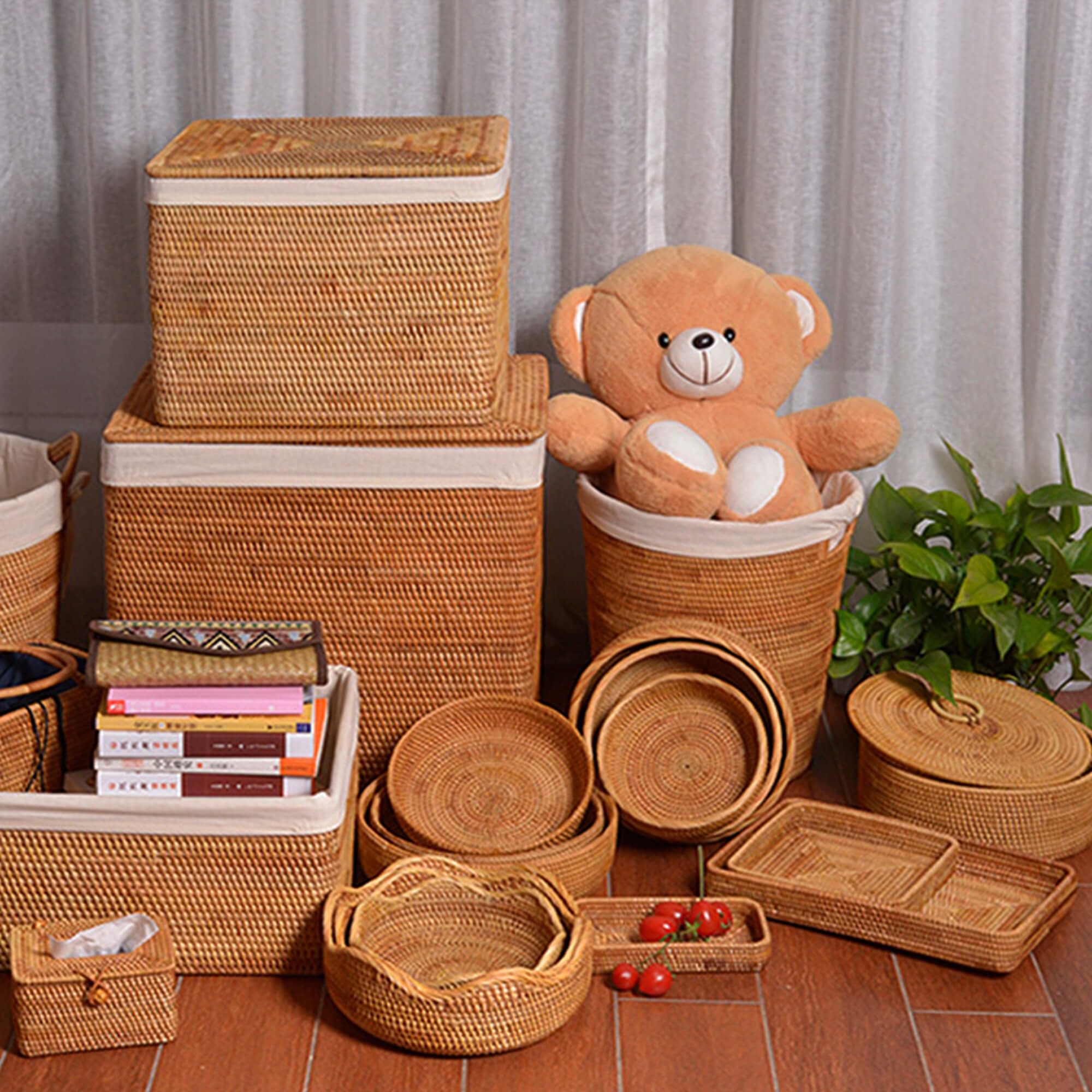 Handmade Rattan Children's Toy Storage Basket,rattan Round Storage ...