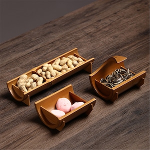 Natural Bamboo Refreshment Box Living Room With Lid Dried Fruit Plate ...