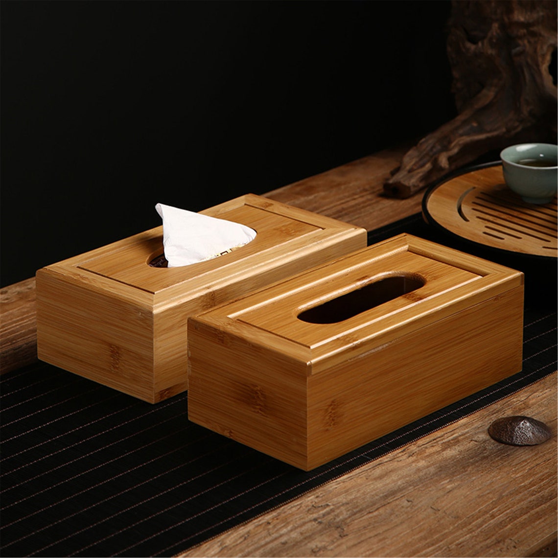 Bamboo Tissue Box Holder Bamboo Wood Tissue Box With Cover - Etsy