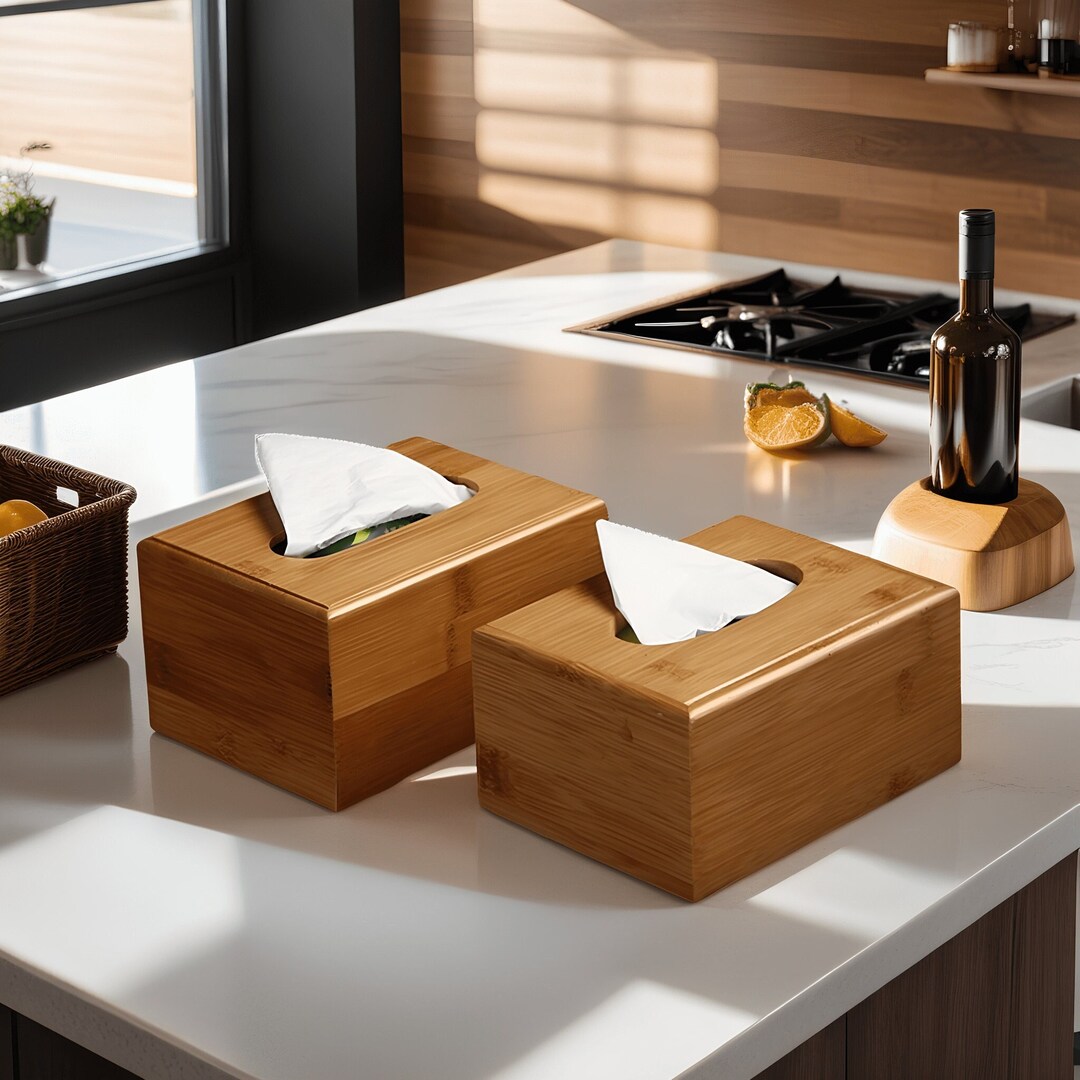 Bamboo Tissue Box Holder Bamboo Wood Tissue Box With Cover Bathroom ...