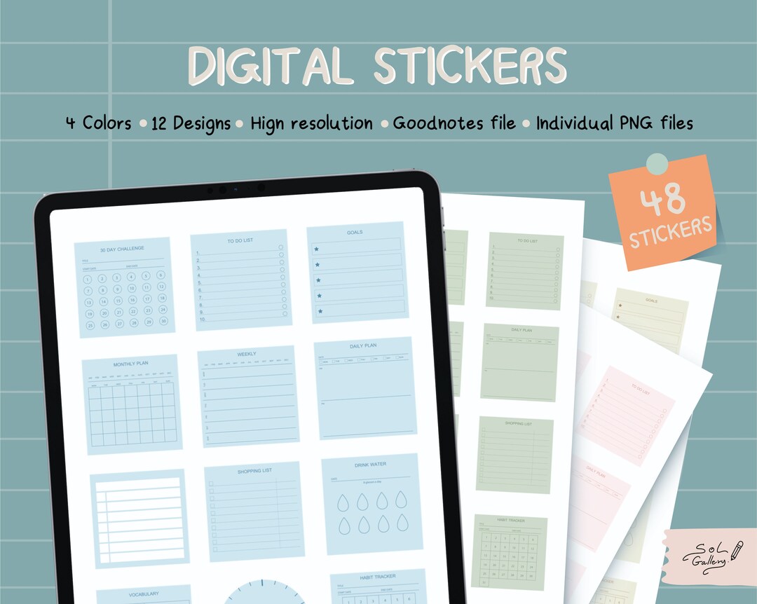 Digital Planner Sticker Set, Digital Sticky Notes, Planner Stickers for ...