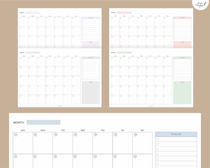 Undated Monthly Planner Printable Undated Monthly Planner - Etsy