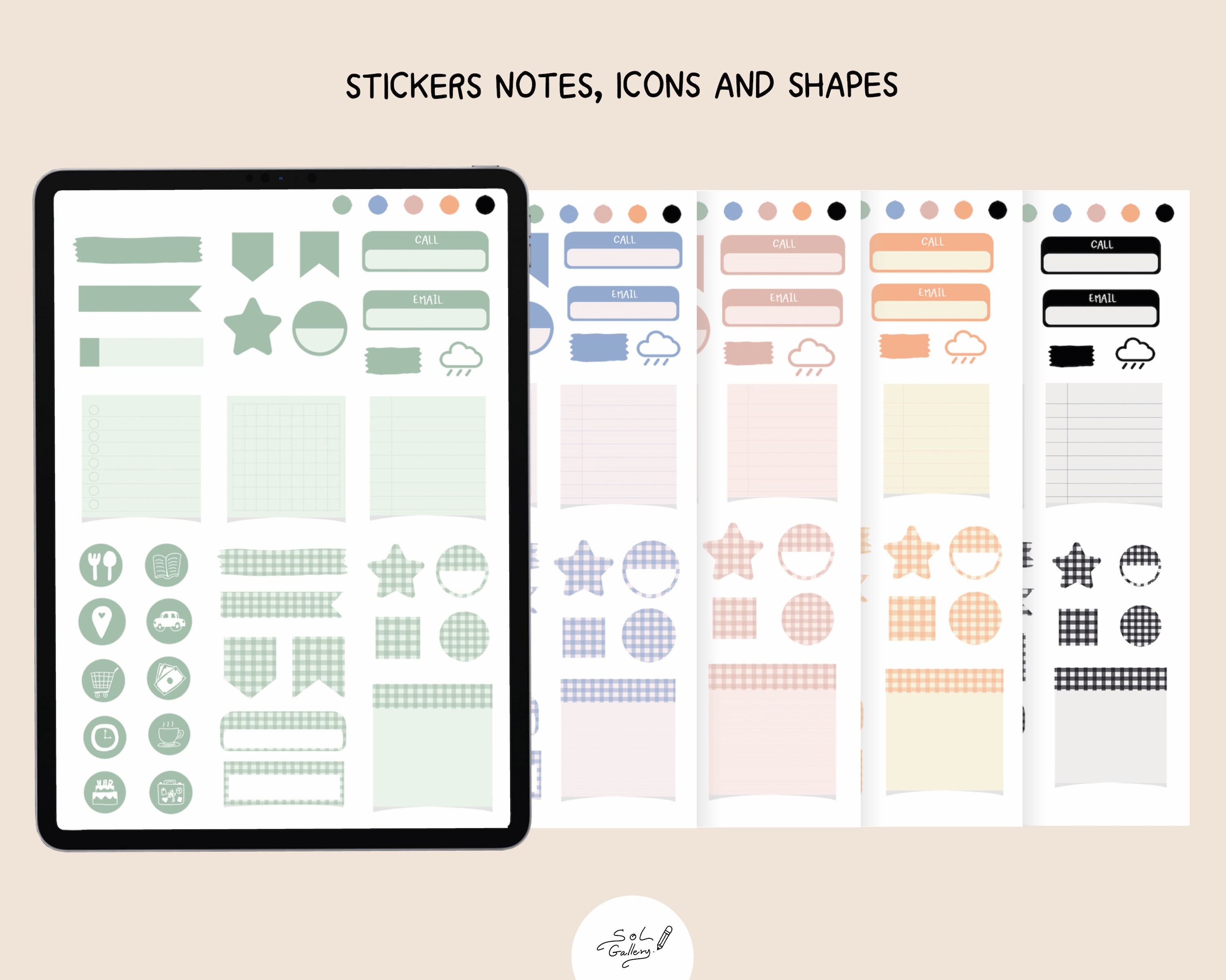 Digital Stickers Digital Sticky Notes Stickers for iPad | Etsy