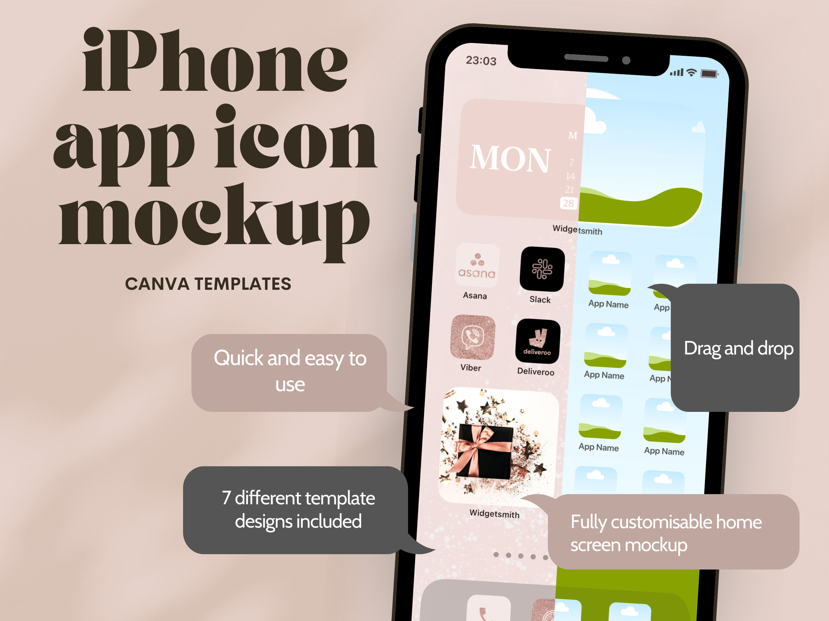 App Icon Mockup | 7 Fully Customisable iPhone Home Screen Mockup ...