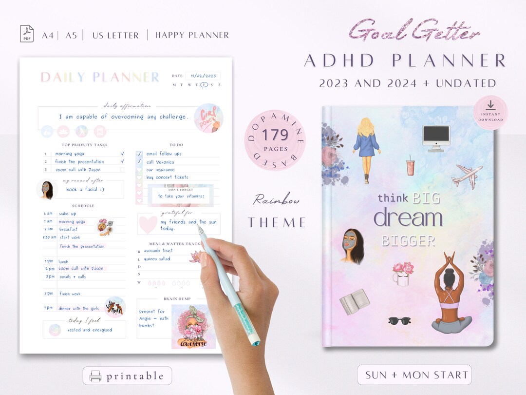 ADHD Planner Printable: Neurodivergent Adult Planner, Goal Getter ...