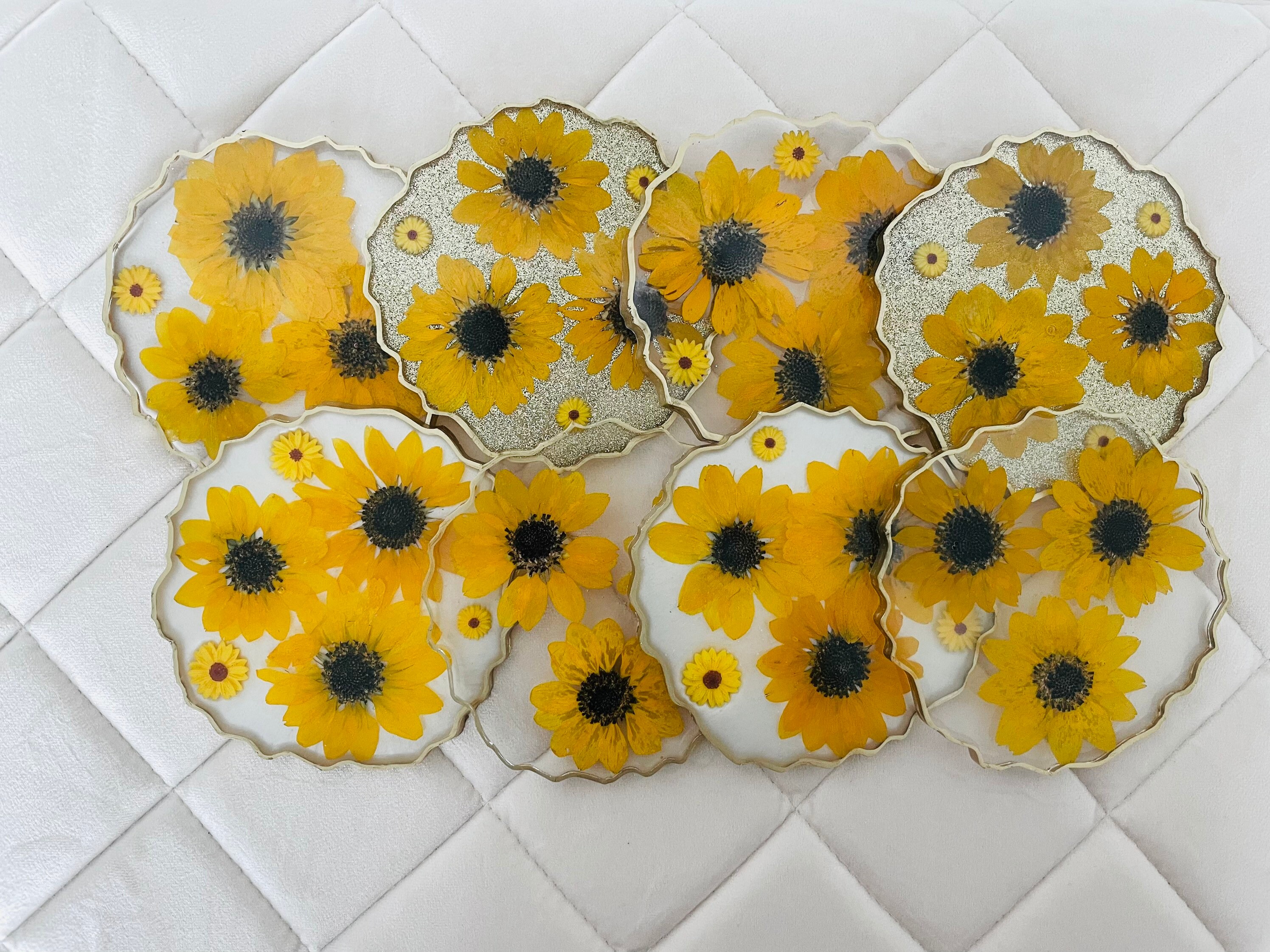Sunflower Resin Coasters - Made With Real Sunflowers! | Custom Made - Etsy