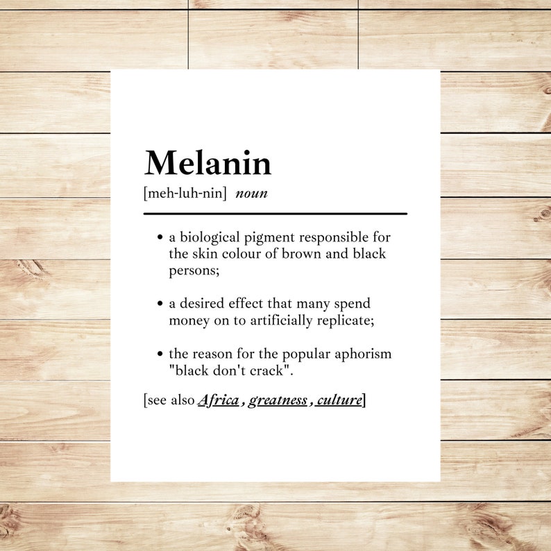 Definition of Melanin Print; Afrocentric / Black History; Typography ...