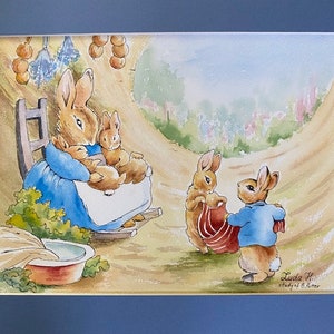 Peter Rabbit Family Original Drawing in Ink and Watercolor Painting - Etsy