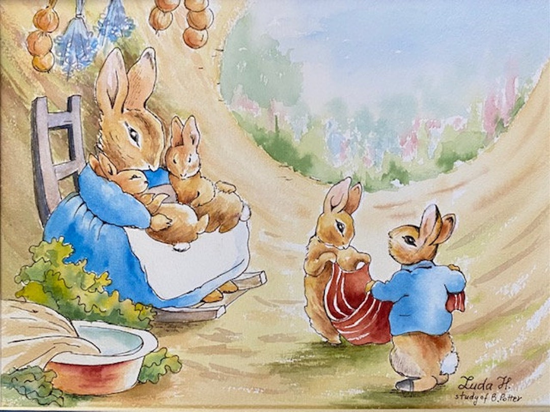 Peter Rabbit Original Drawing in Ink and Watercolor Painting - Etsy
