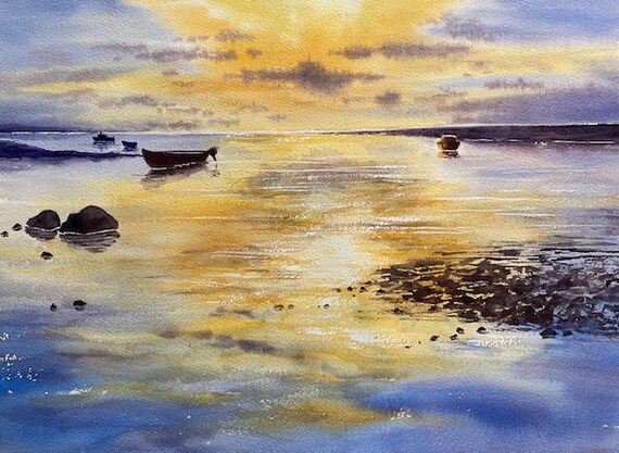 Sunrise Paintings Watercolor