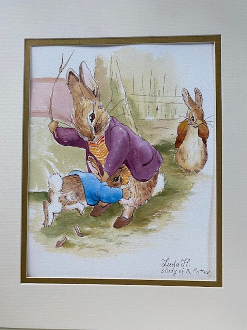 Peter Rabbit Story Small Original Watercolor and Ink Painting - Etsy