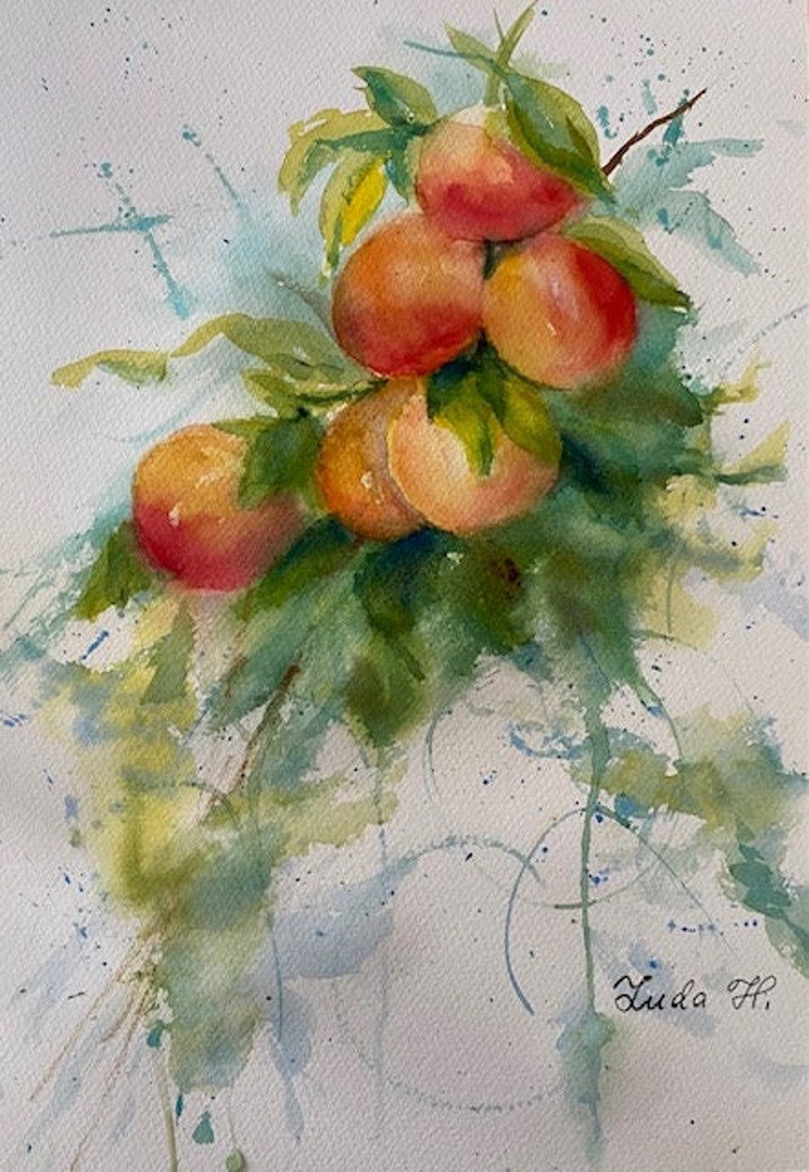 Peaches Original Watercolor Painting - Etsy