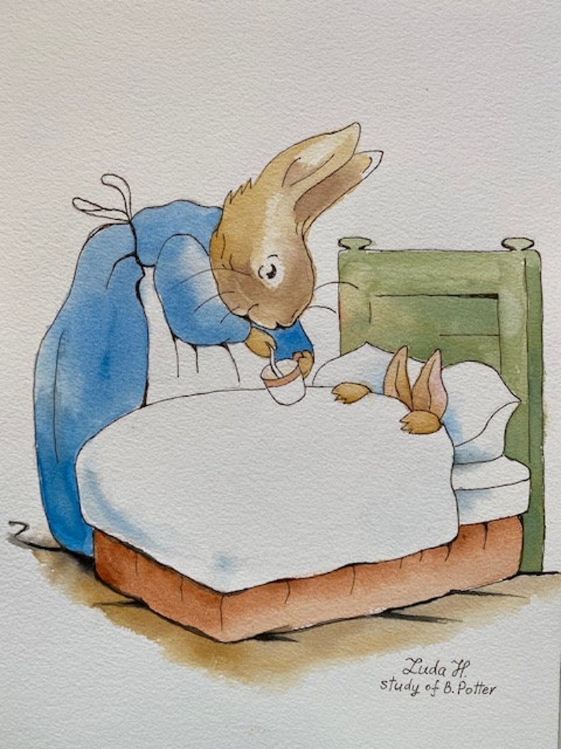 Peter Rabbit Story Original Drawing and Painting in Watercolor and Ink ...