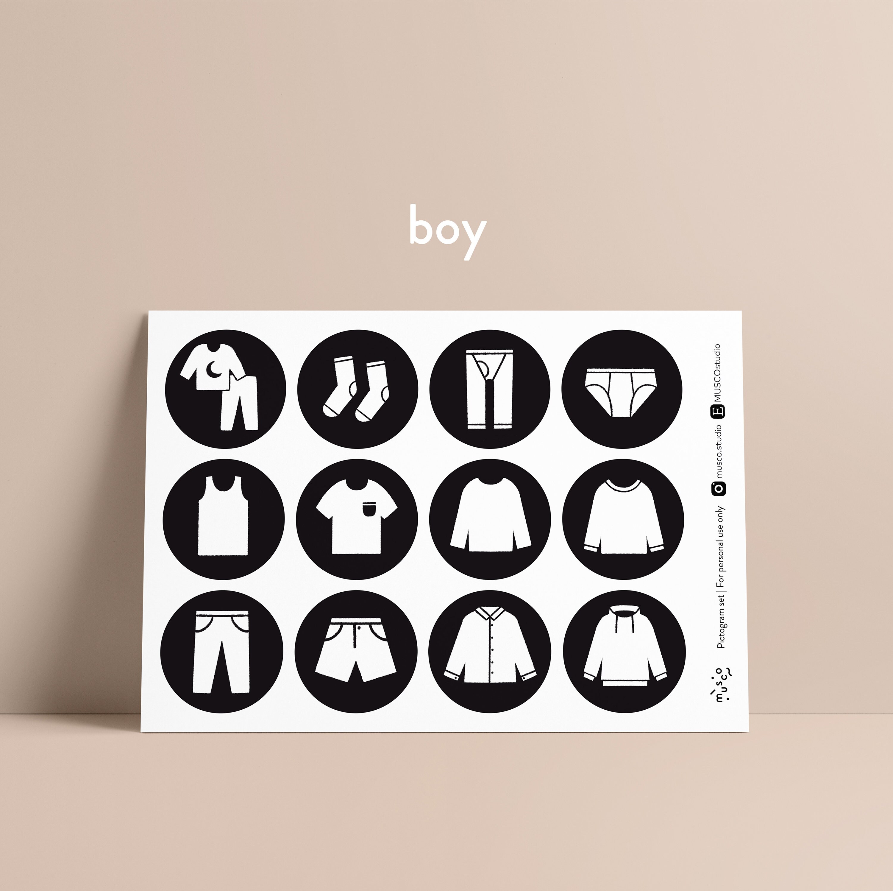 48 Montessori Clothes Pictogram Labels Clothing Icons From - Etsy