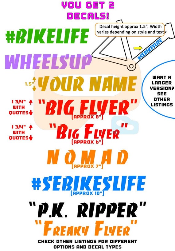 SE Bikes Personalized Decal / Sticker you Get 2 Main - Etsy