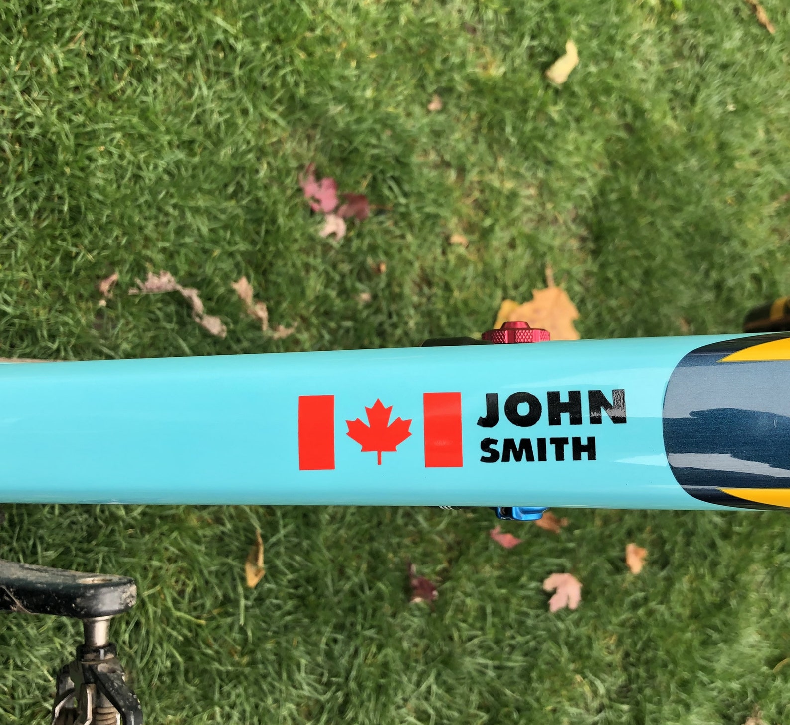 Personalized Name Bike Decal/Sticker & Canada Flag stacked | Etsy