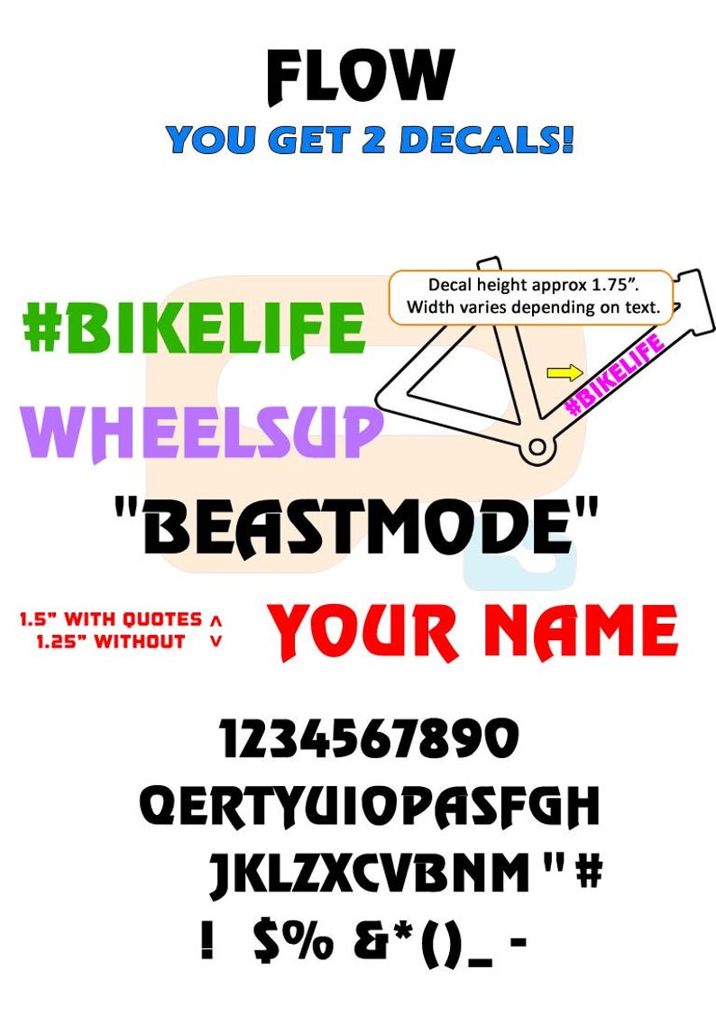Personalized Bike "flow" Decal / Sticker | Main Downtube (you Get 2) - Etsy