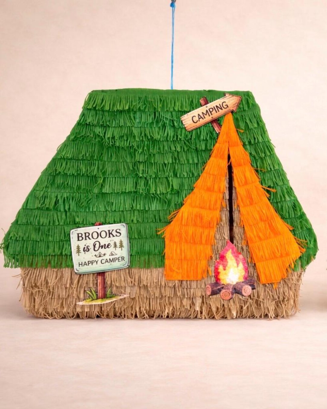 Camping Tent Pinata With Fire, One Happy Camper Birthday Theme Pinata ...