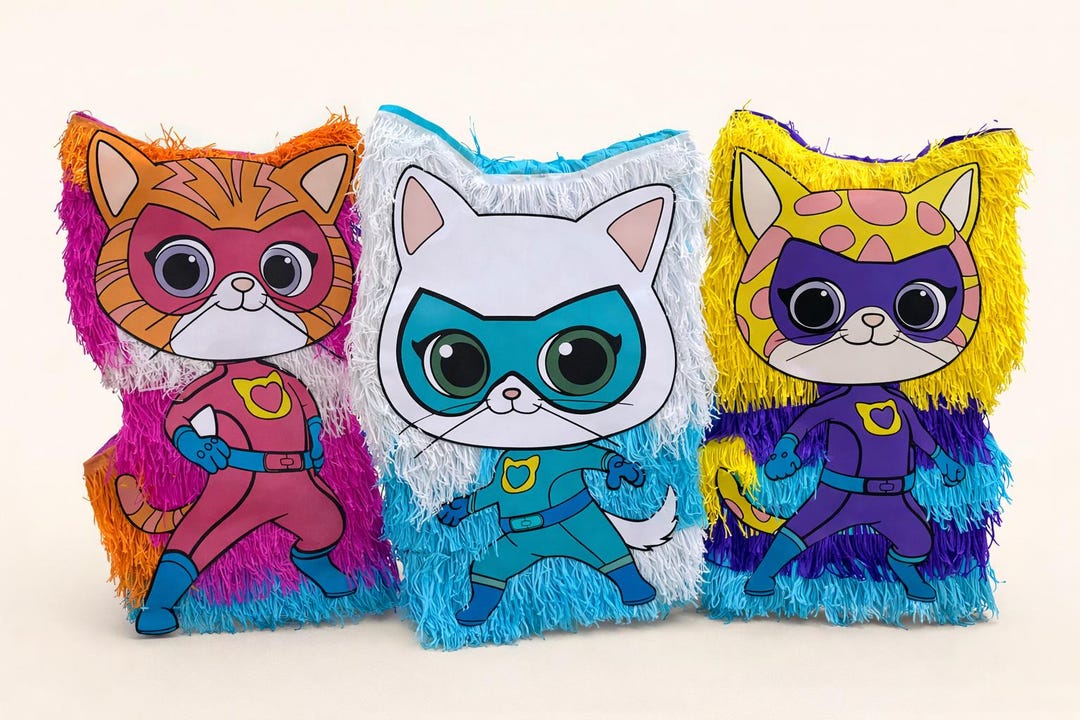 Kitty Piñata | Girl Superhero Cat Party Decor (24"x18"x4") - Etsy