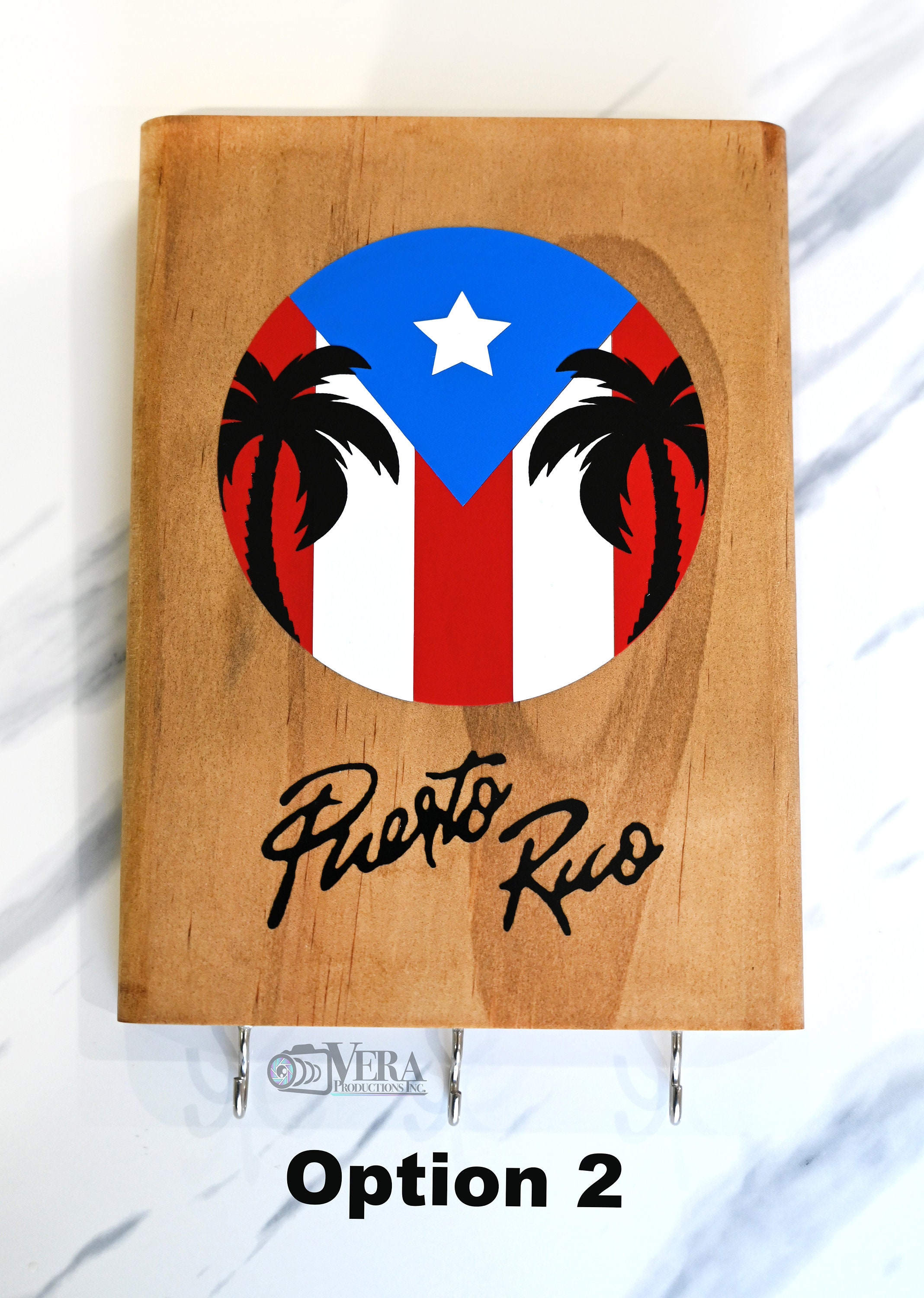 Puerto Rico Flag Wood Wall Mount Key Holder/ Key Ring Hook Hanger for ...