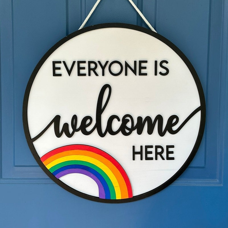 Everyone is Welcome Here Door Sign - Etsy