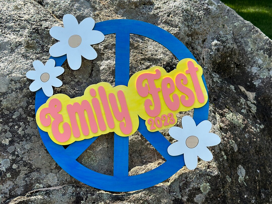 Personalized Groovy Sign, Bohemian Decor, Peace Sign, Photo Prop ...