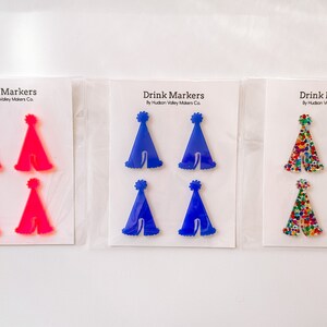 Party Hat Drink Markers, Birthday Tableware, Celebration Barware ...