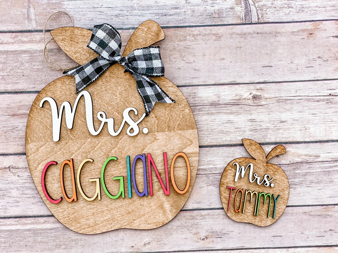 Personalized Teacher Sign, Teacher Gifts, Classroom Door Sign, Rainbow ...