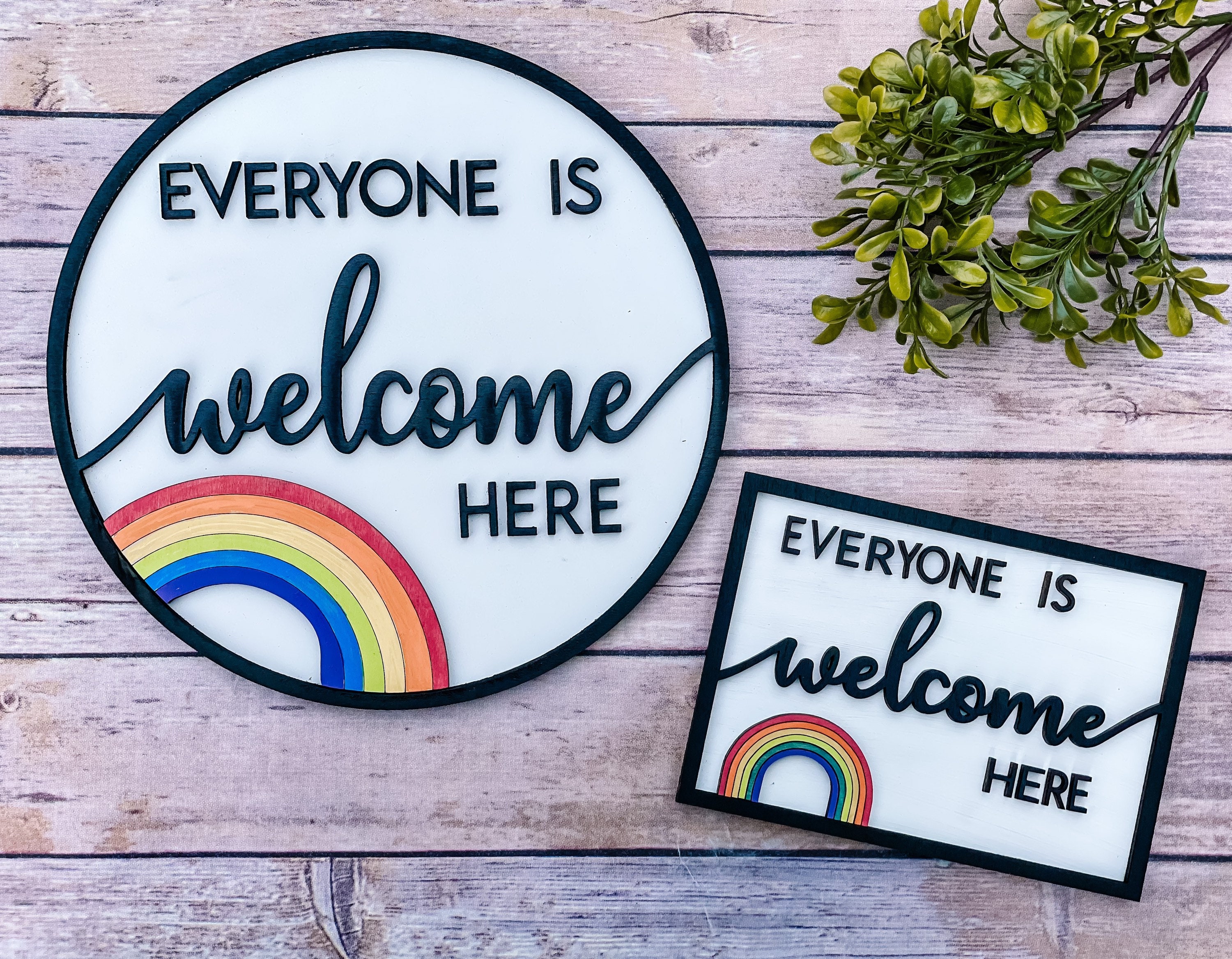 Everyone is Welcome Here Sign Door Hanger LGBTQ Art Pride | Etsy