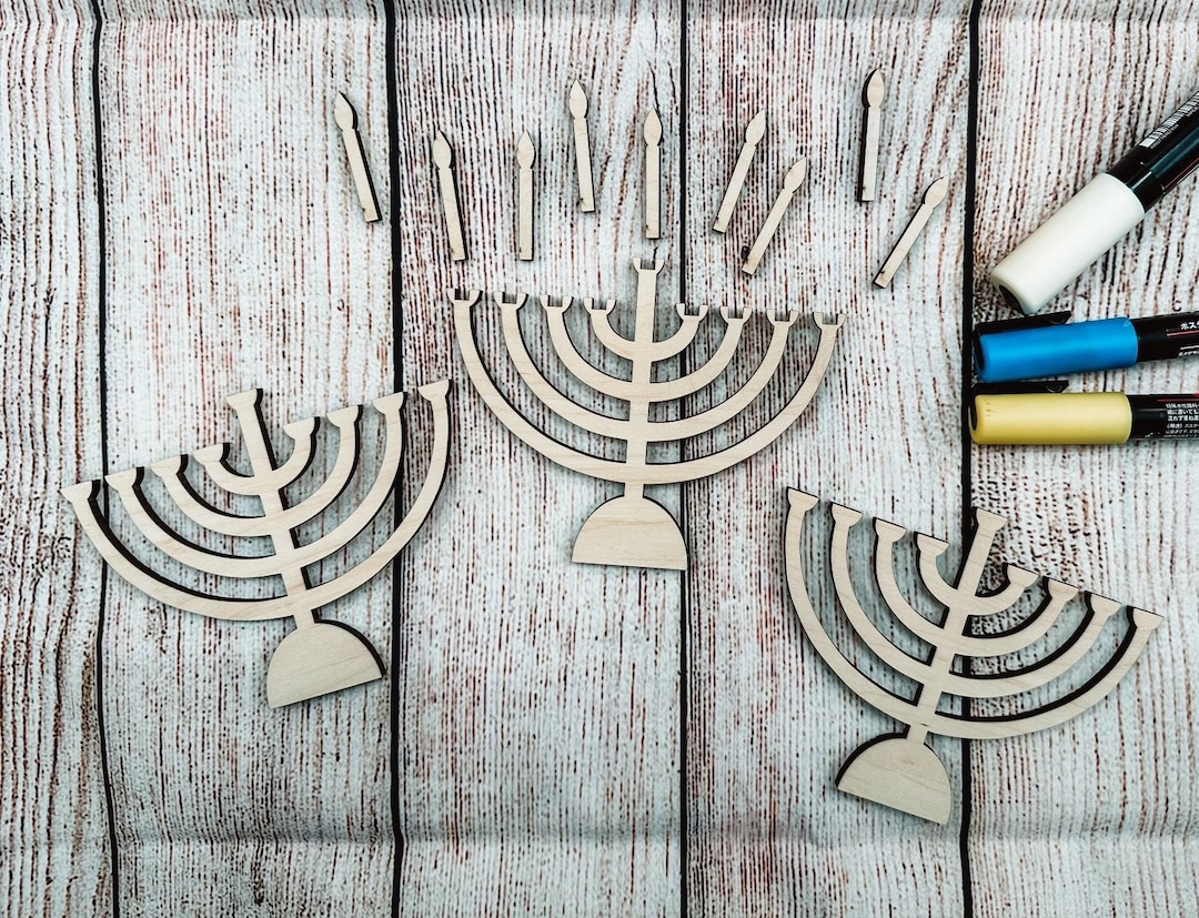 DIY Mini Menorah Craft for Kids, Wood Menorah for Children, Hanukkah ...