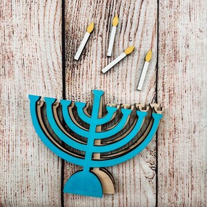 DIY Mini Menorah Craft for Kids, Wood Menorah for Children, Hanukkah ...