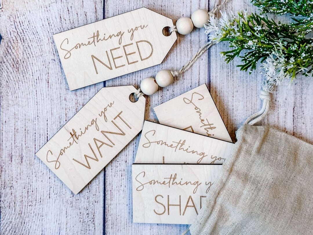 Wood Gift Tags, Set of Five, Something to Tags, 4 Gift Rule, Something ...