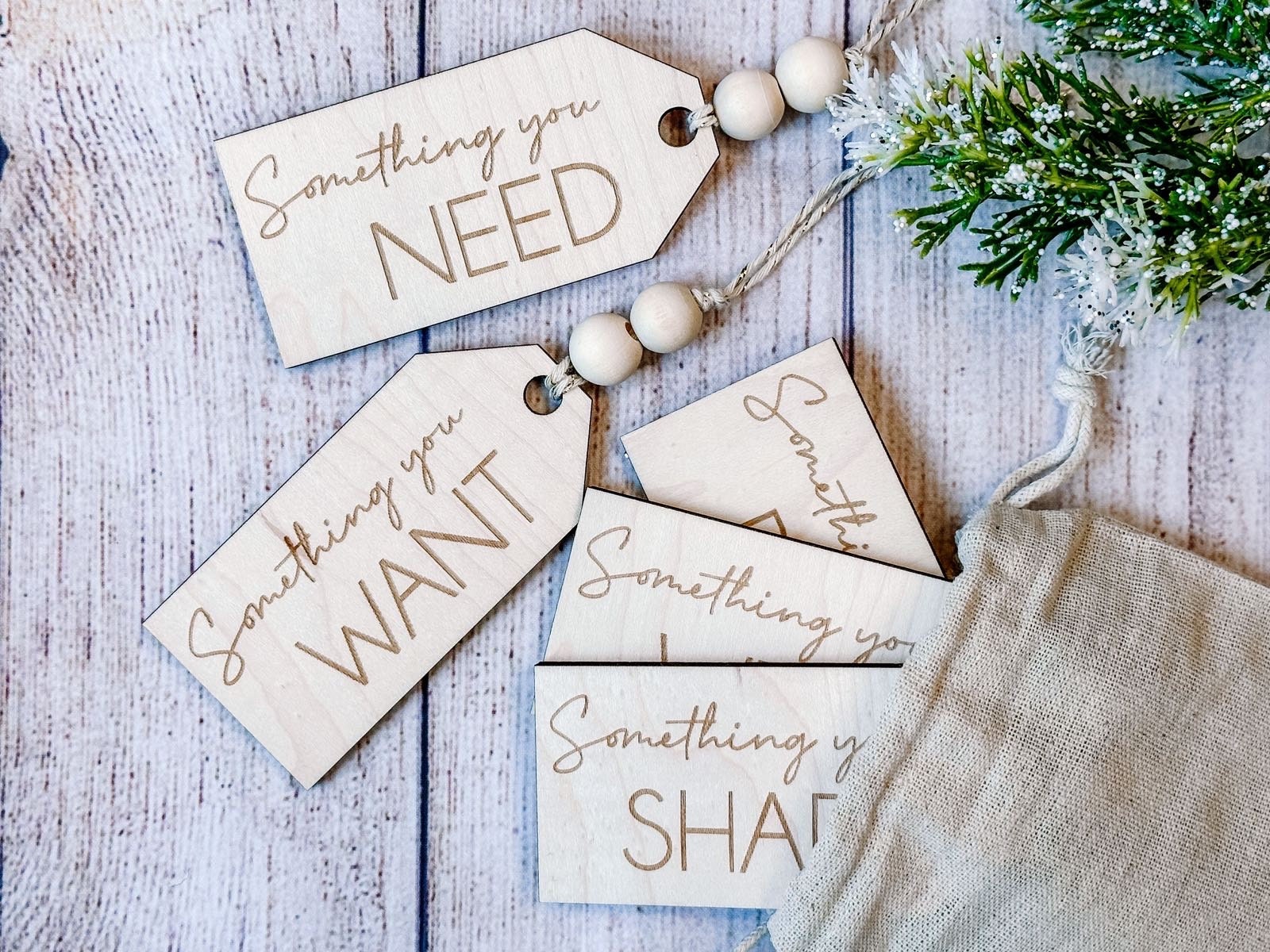 Wood Gift Tags, Set of Five, Something to Tags, 4 Gift Rule, Something ...