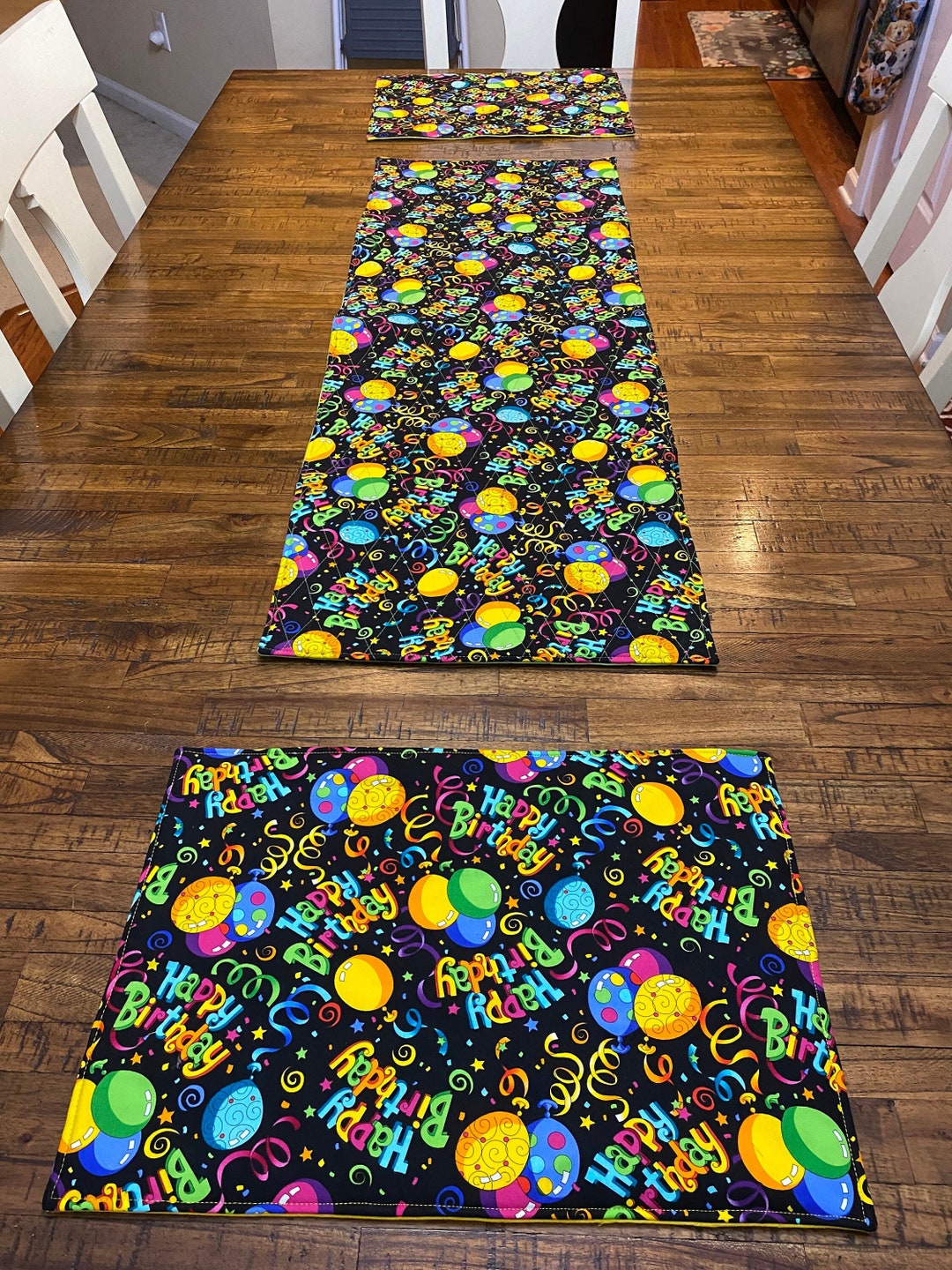 Happy Birthday Table Runner or Placemats Design Cotton Blend Rectangle ...