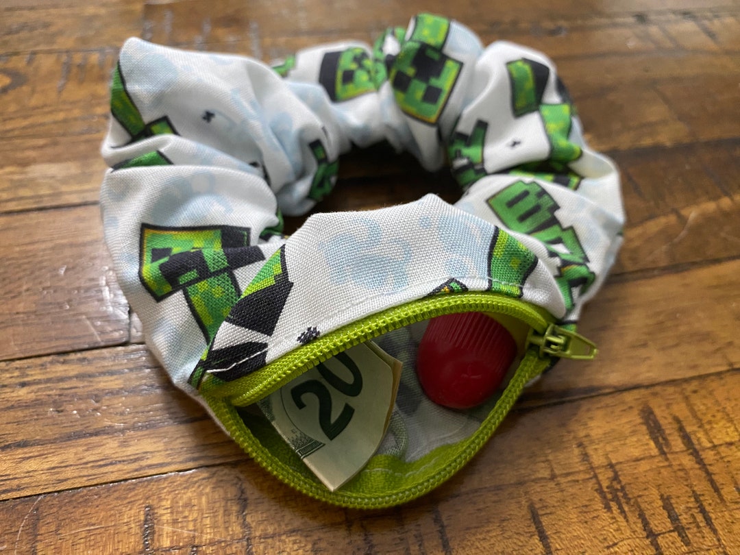 Minecraft Creeper Scrunchie With a Secret Hidden Pocket Great Gift Item ...