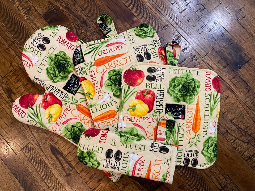 Veggie Garden Potholder W/magnet Hanger or Loop Quilted Fabric - Etsy