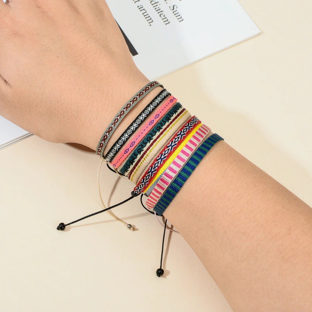 Boho Handmade Braided Bracelets For Women Patrón Ajustable Rope ...
